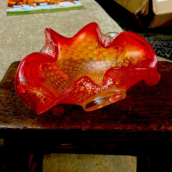 Art | Orange Depression Glass Bowl | Poshmark